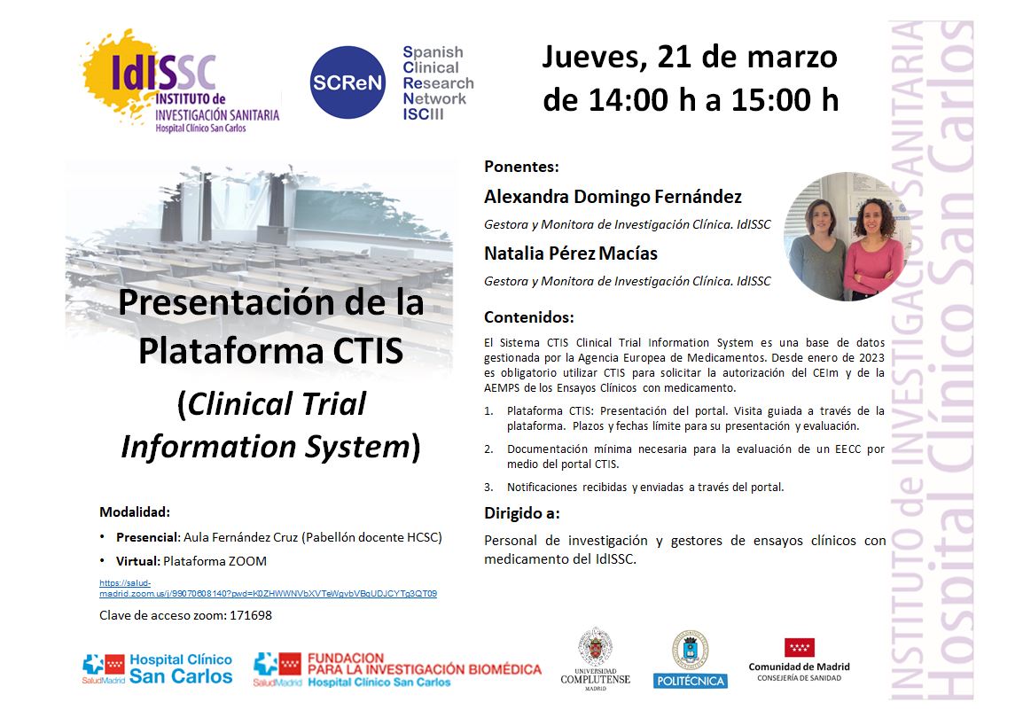 Formación: Presentación de la Plataforma CTIS (ClinicalTrial InformationSystem) - IdISSC